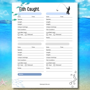 Fishing Log - 3-page Printable | Catch Tracker & Fishing Journal ...