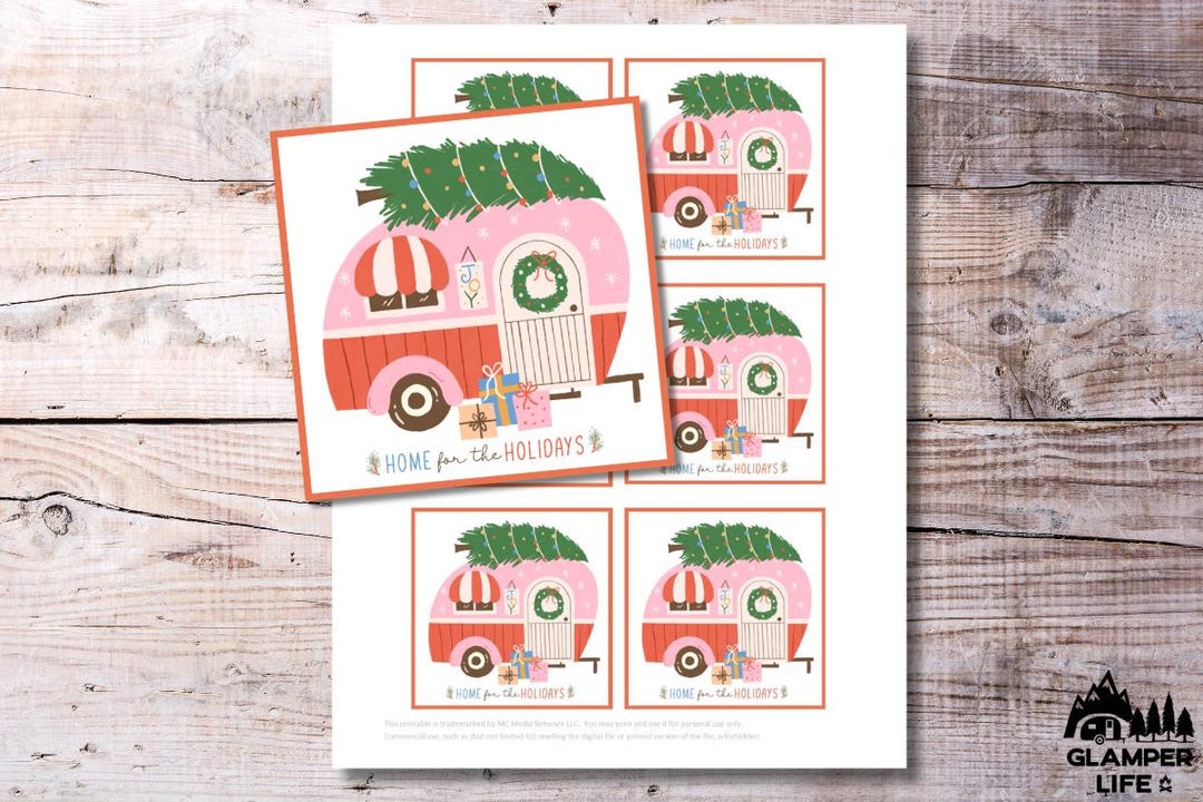 Home for the Holidays RV Retro Camper-themed Printable Gift Tags ...
