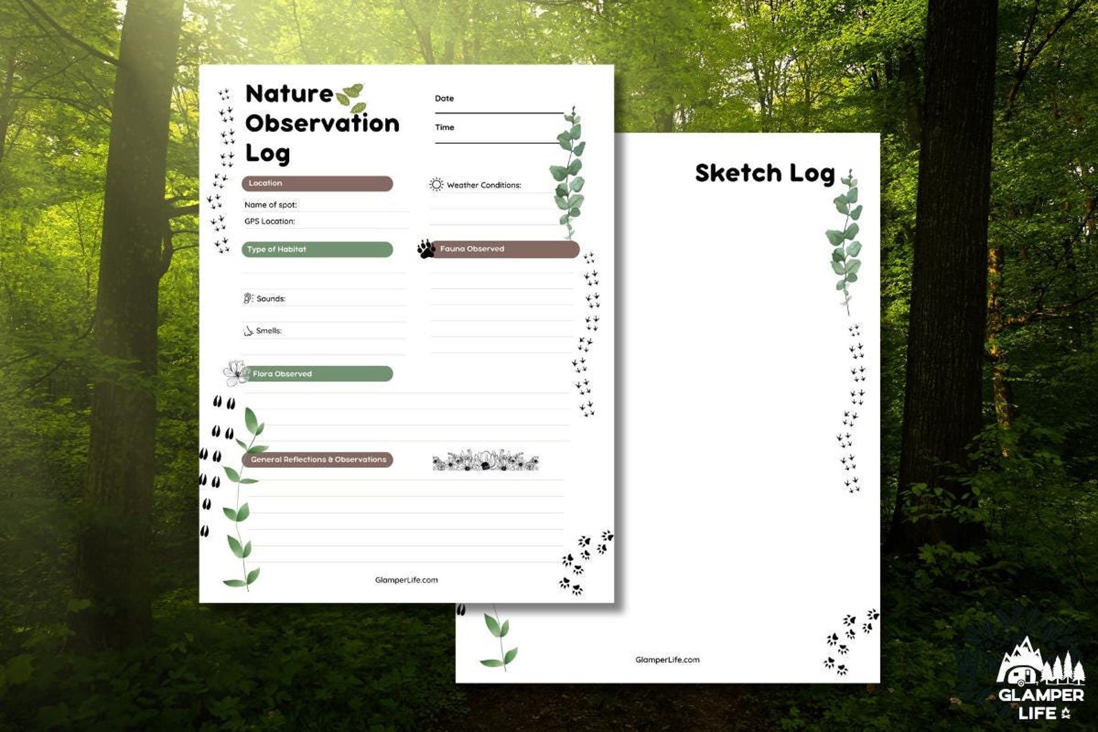 Nature Observation Log - 2-page Printable | Outdoor Exploration Journal ...