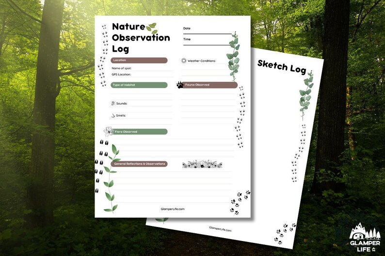 Nature Observation Log - 2-page Printable | Outdoor Exploration Journal ...