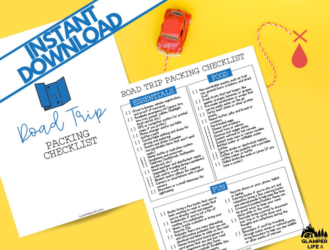 ROAD TRIP Printable Packing List CHECKLIST | Travel Tips | Digital ...