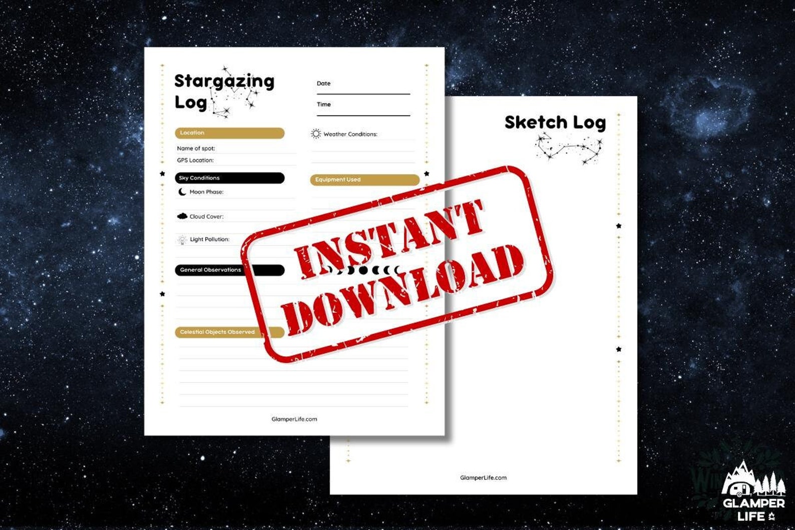 Stargazing Log - 2-page Printable | Celestial Observation Tracker ...