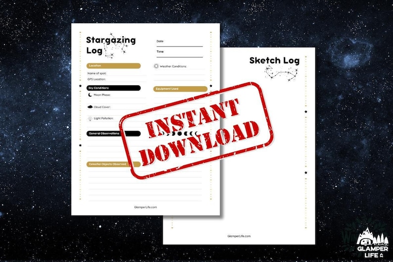 Stargazing Log - 2-page Printable | Celestial Observation Tracker ...
