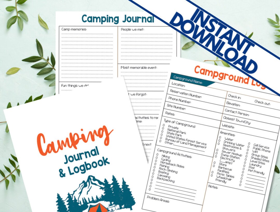Printable Camping Journal Log | Camping Memories | DIY Journal | Print ...