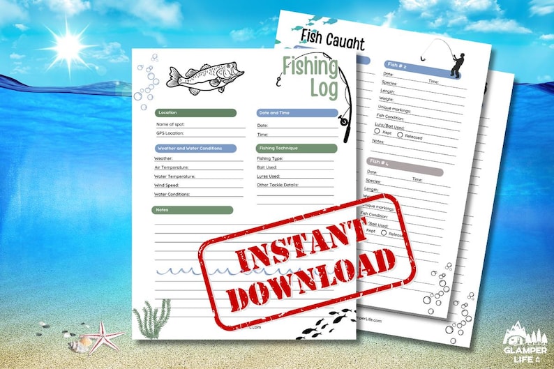 Fishing Log - 3-page Printable | Catch Tracker & Fishing Journal ...