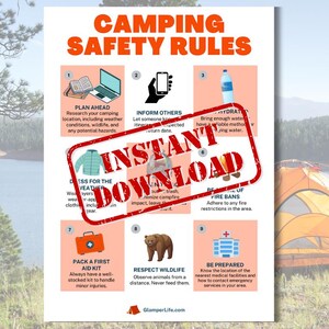 Camping Safety Tips Sign Poster | Colorful & Engaging | Printable PDF ...