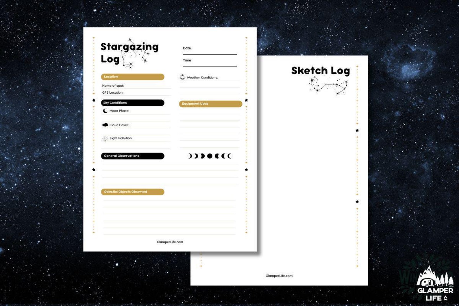 Stargazing Log - 2-page Printable | Celestial Observation Tracker ...