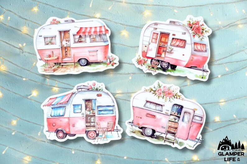Pink Glamper Camping Van Stickers | Camper RV Cute Vinyl Glamping ...
