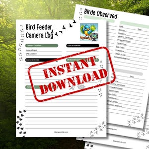 Bird Feeder Camera Log - 5-page Printable | Bird Watching Journal ...