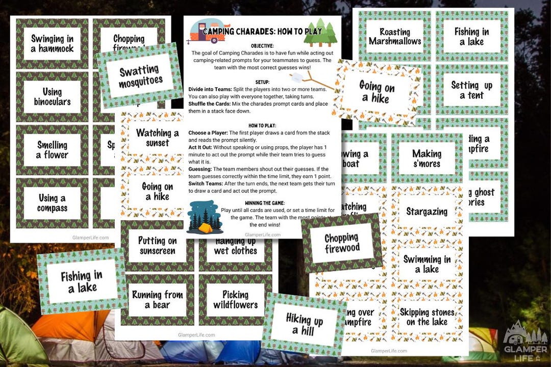 Camping Charades Game | Fun Engaging Printable | Perfect Campground ...
