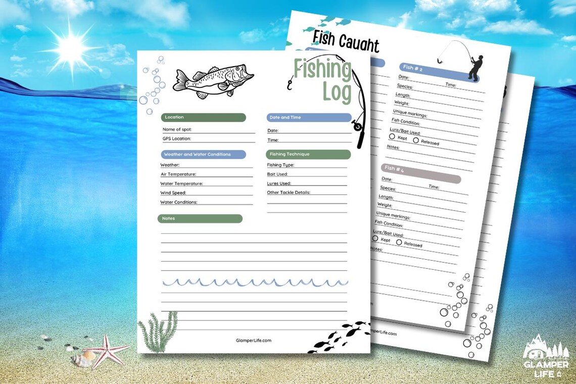 Fishing Log - 3-page Printable | Catch Tracker & Fishing Journal ...