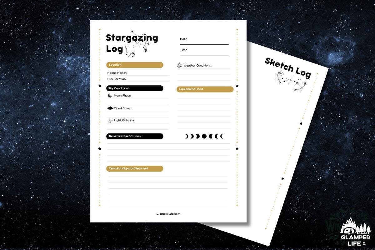 Stargazing Log - 2-page Printable | Celestial Observation Tracker ...