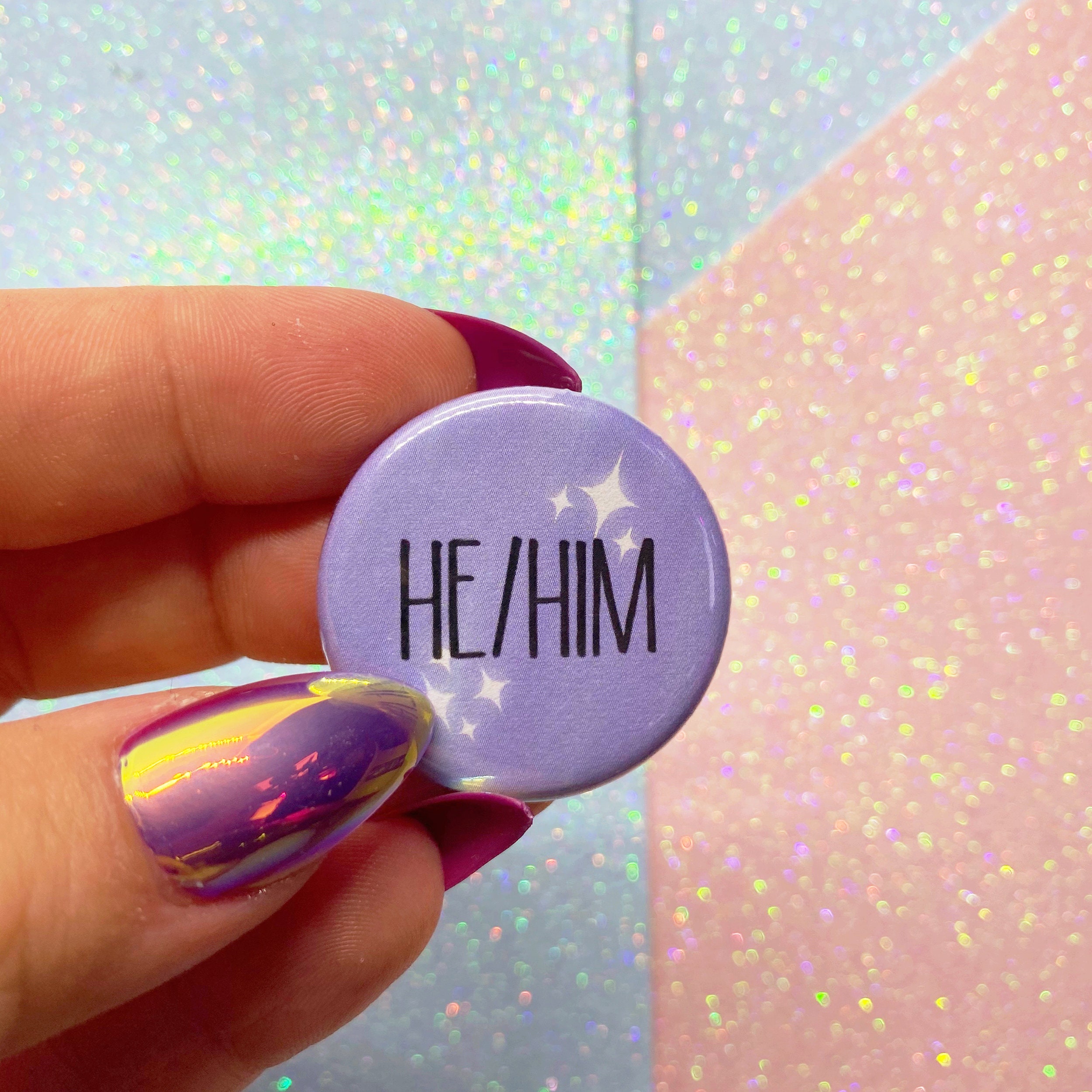 He Him Pronouns Button Badge - Etsy