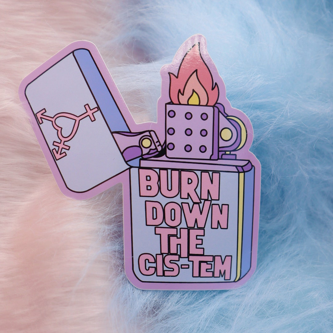 Burn Down the Cis-tem Large Vinyl Sticker - Etsy