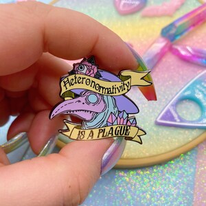 Heteronormativity is A Plague Enamel Pin | Queer Enamel Pin | Gay ...