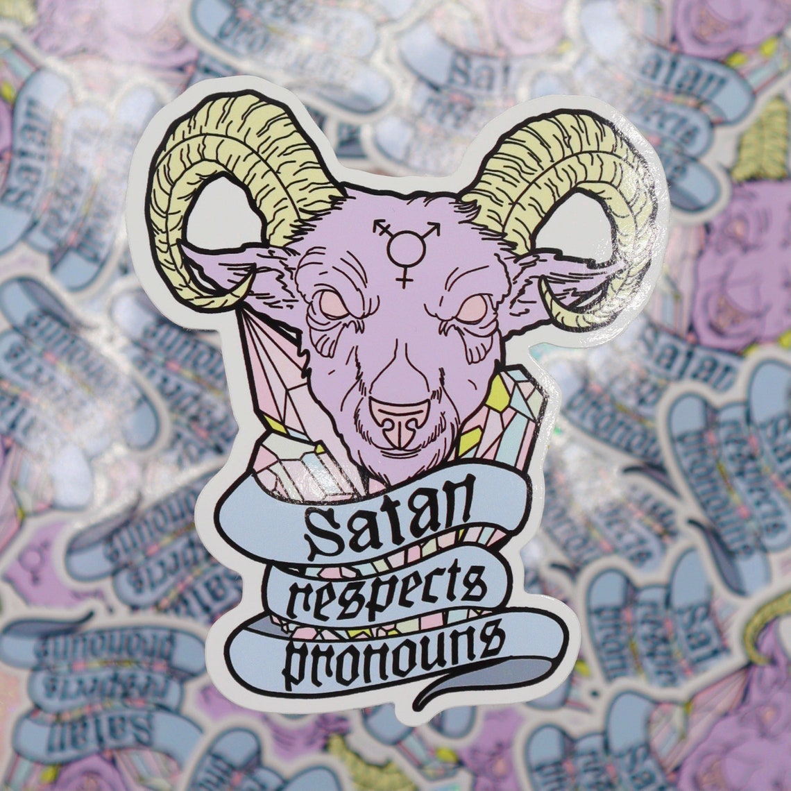 Satan Respects Pronouns Large Vinyl Sticker - Etsy