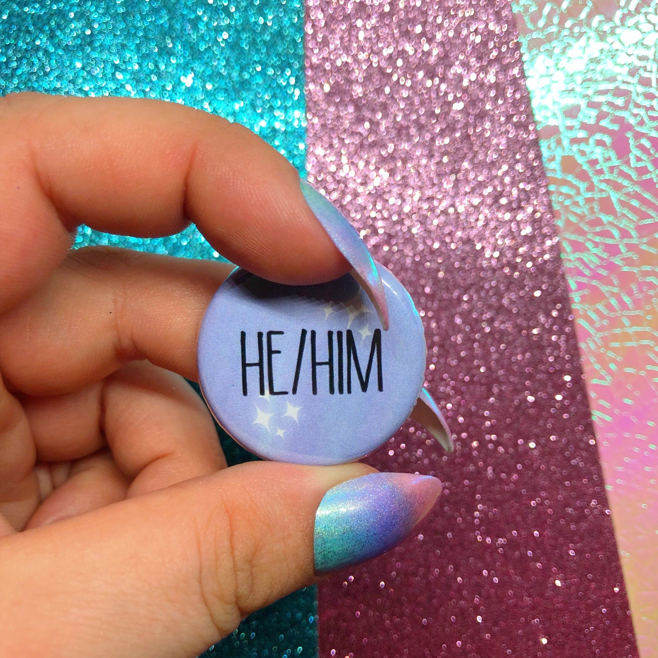 He Him Pronouns Button Badge - Etsy
