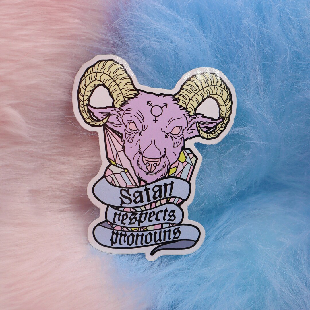 Satan Respects Pronouns Large Vinyl Sticker - Etsy