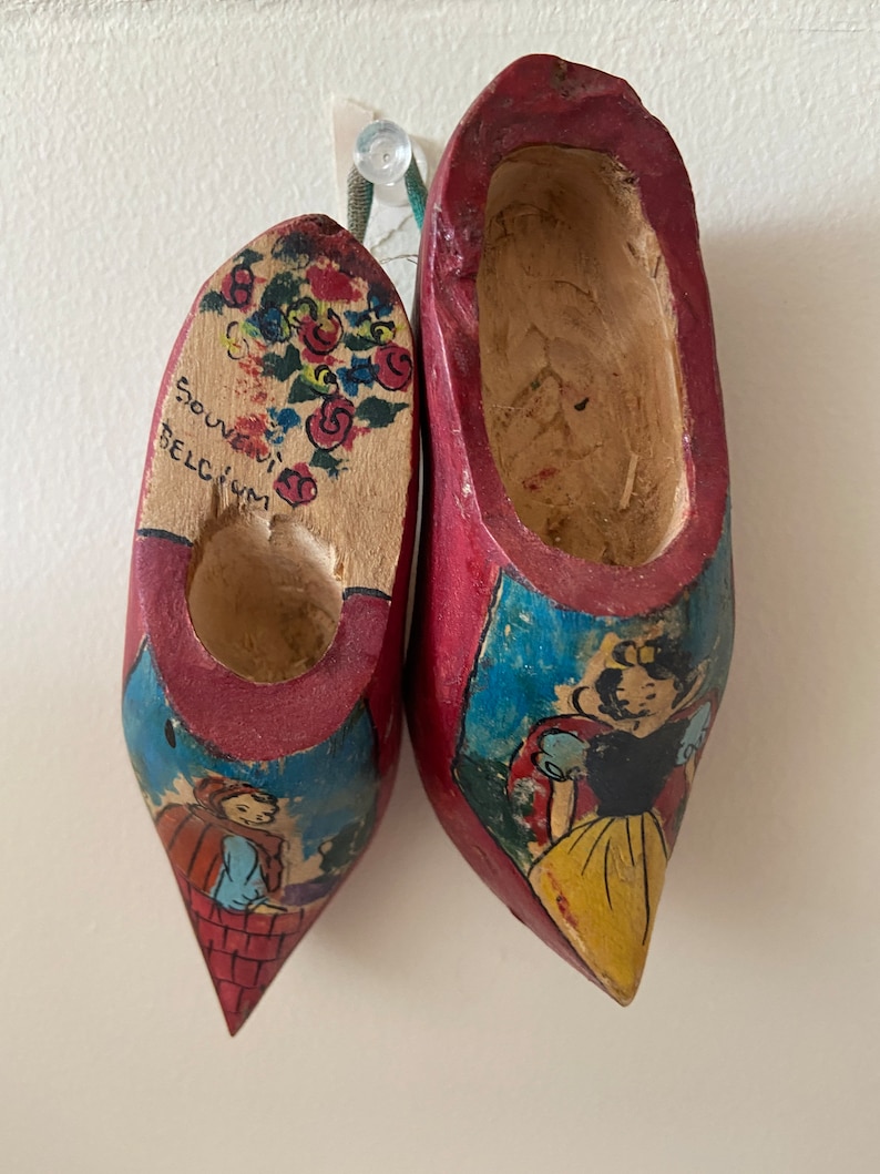 Carved and Painted Wooden Shoes | Belgium Souvenir - Etsy