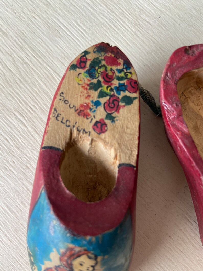 Carved and Painted Wooden Shoes | Belgium Souvenir - Etsy