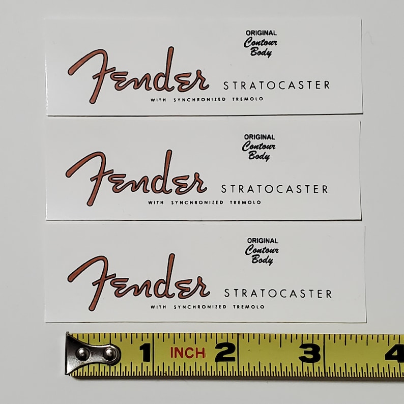Fender Strat Spaghetti Style Waterslide Guitar Headstock Decals set of ...