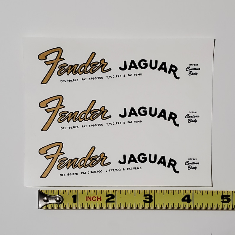 Fender Jaguar 60's Style Waterslide Guitar Headstock Decals (set of 3 ...