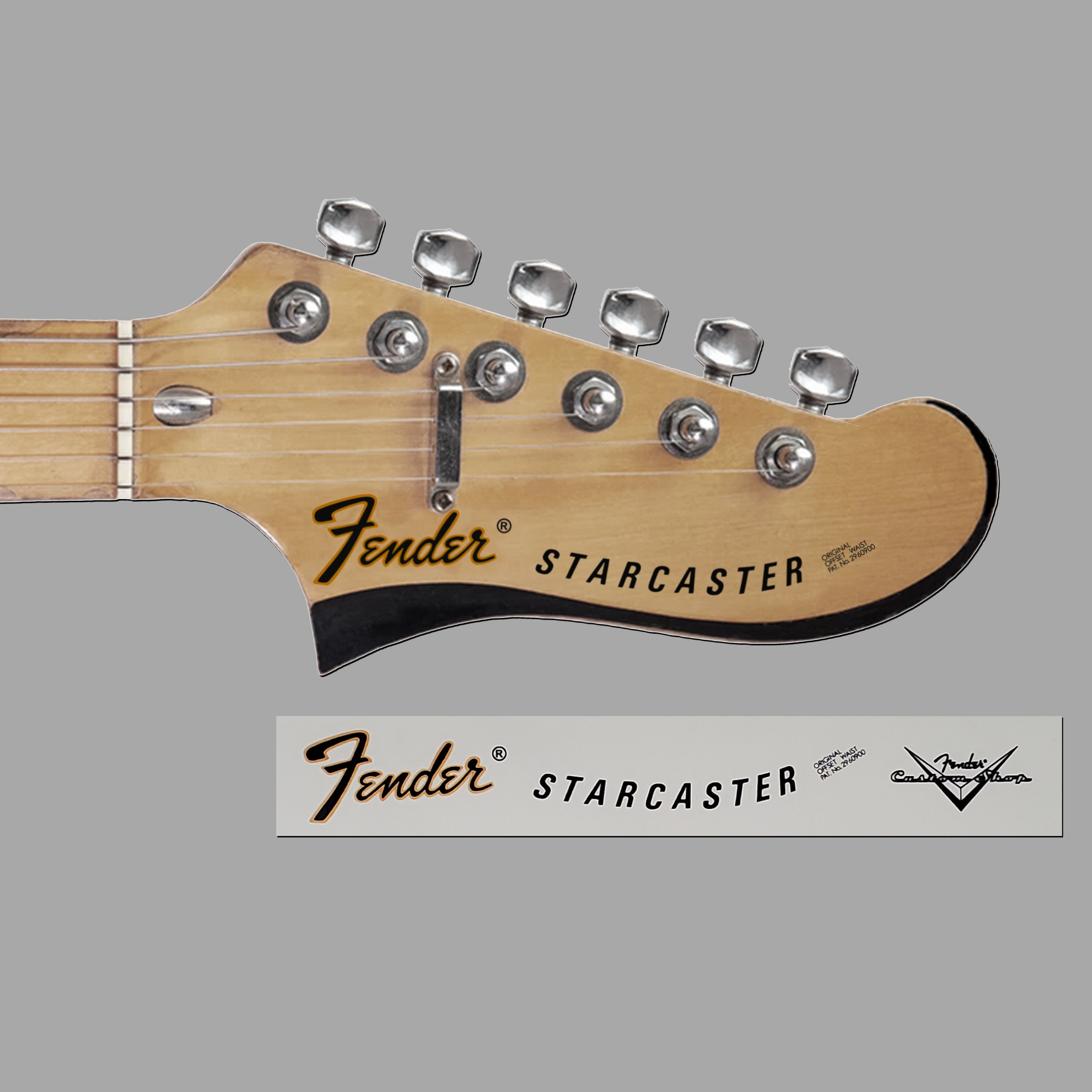 Fender Starcaster 70's Waterslide Decals for Headstock With Custom Shop Logo set of 2 - Etsy