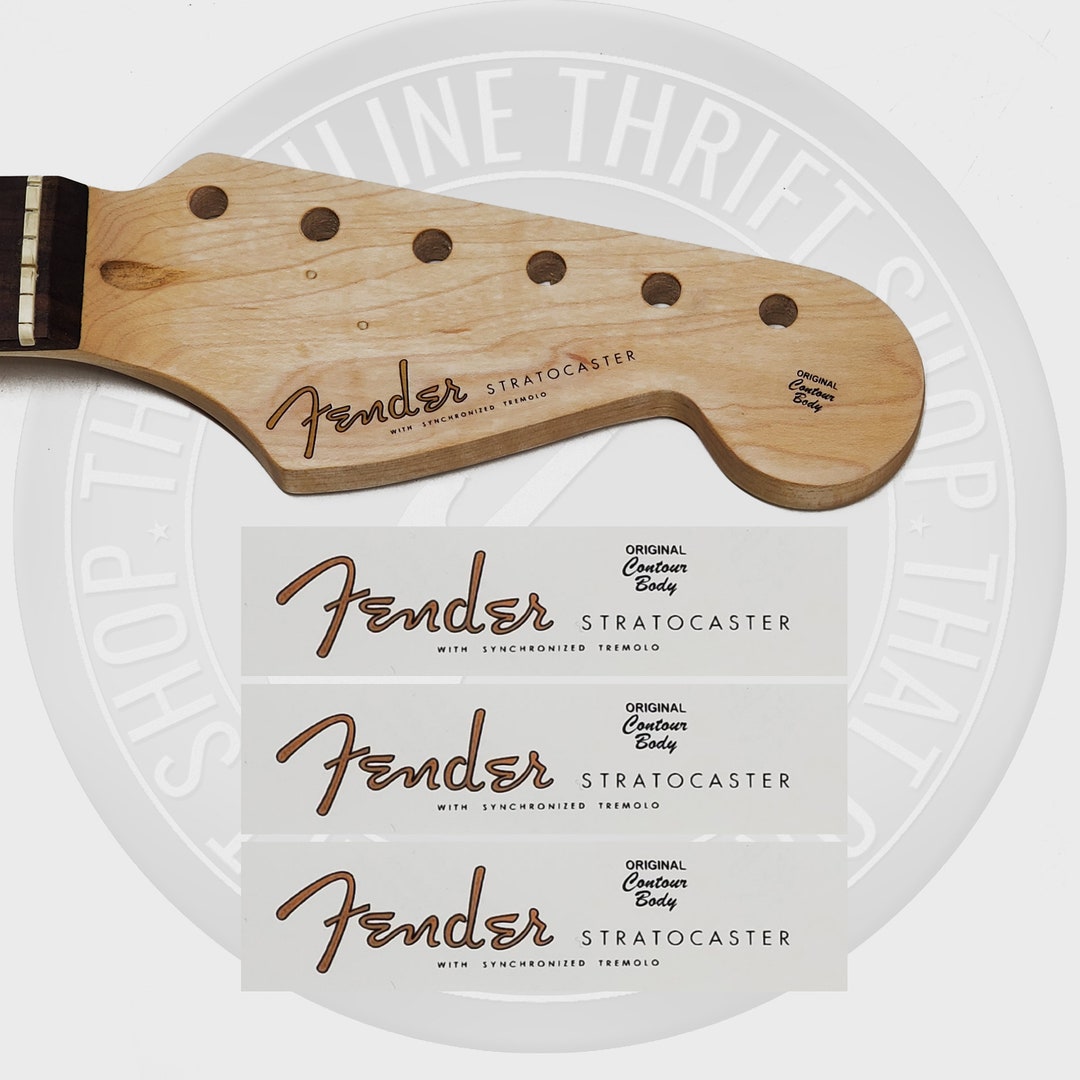 Fender Strat Spaghetti Style Waterslide Guitar Headstock Decals (set of ...