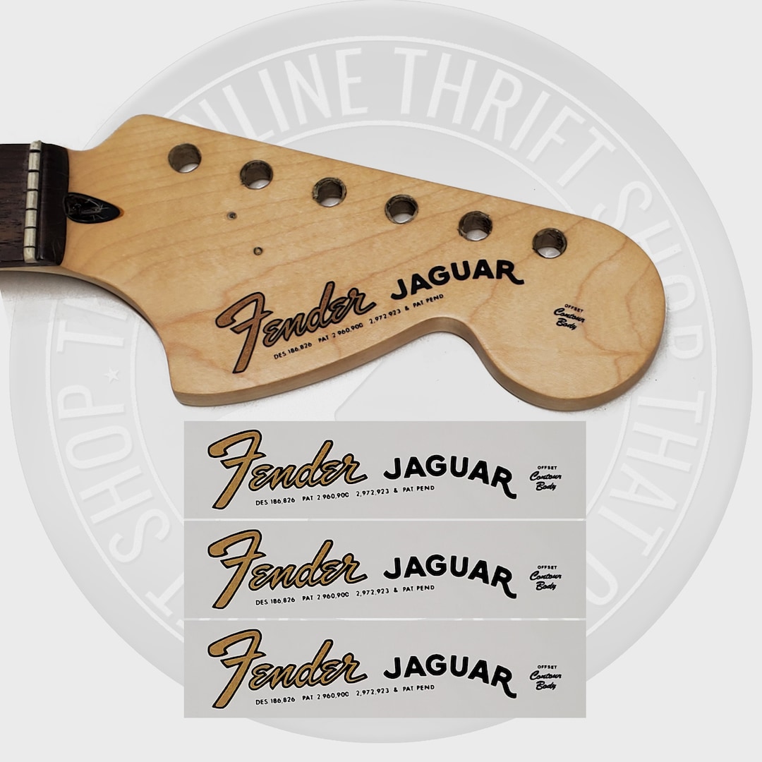 Fender Jaguar 60's Style Waterslide Guitar Headstock Decals (set of 3 ...