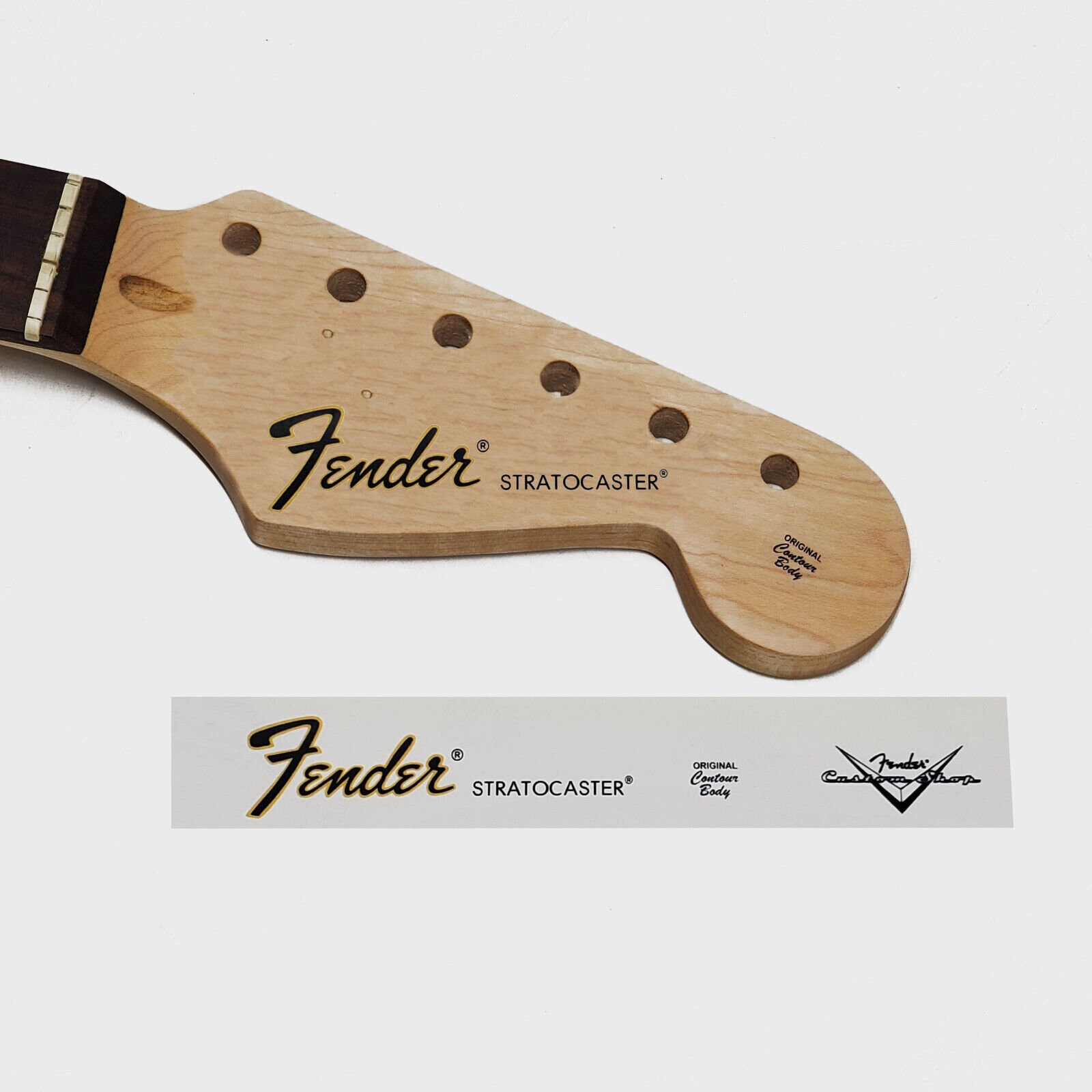Fender Strat Style Waterslide Decals for Headstock W/ Custom Shop Logo ...