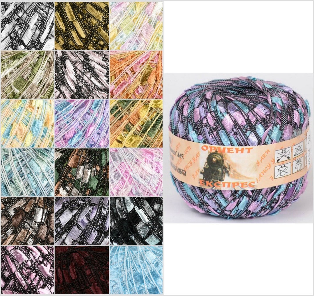 Viscose Silk Yarn, Ladder Yarn, Glitter Crochet Thread, Ribbon Yarn ...