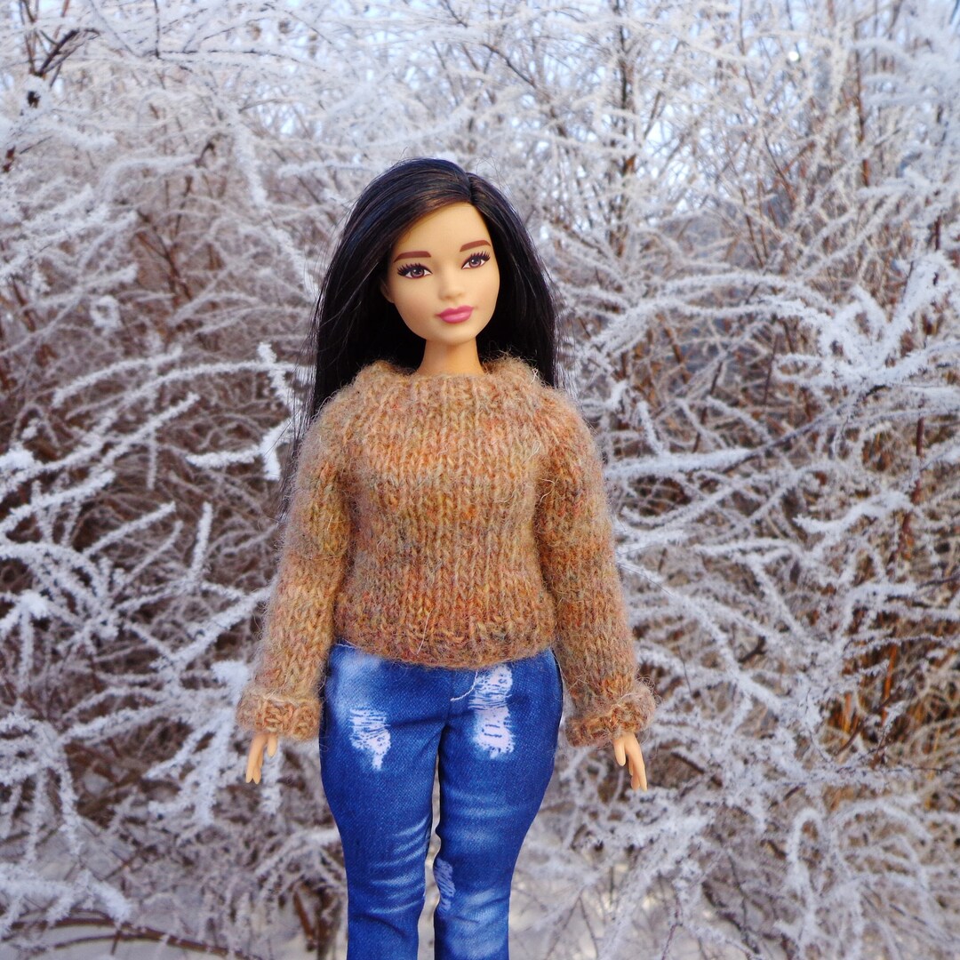 Knit Doll Sweater, Curvy Barbie Clothes, 12 Inch Doll Knit Sweater ...