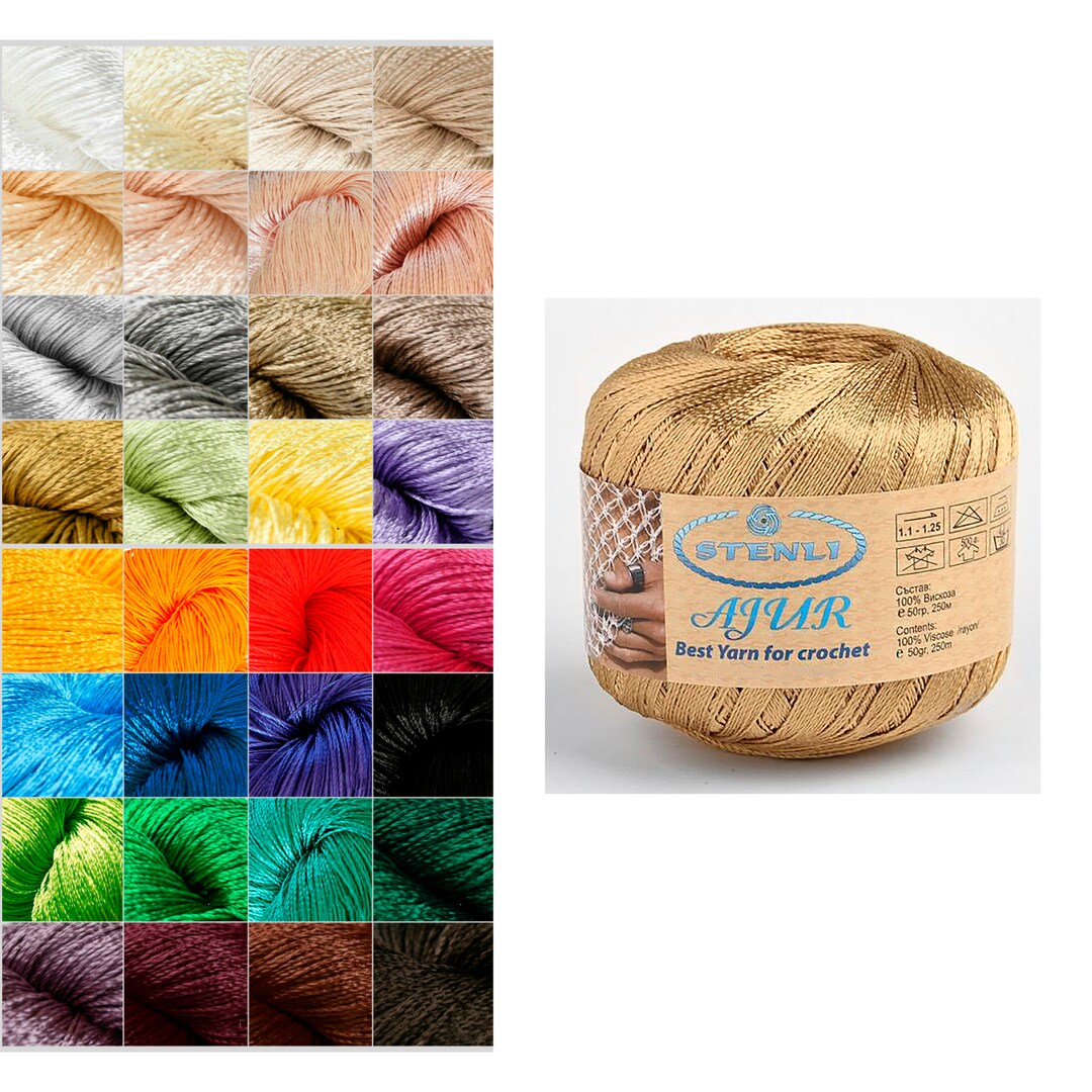 Silk Yarn, Viscose Shine Crochet, Vegan Silk Sparkle Yarn, String Art ...