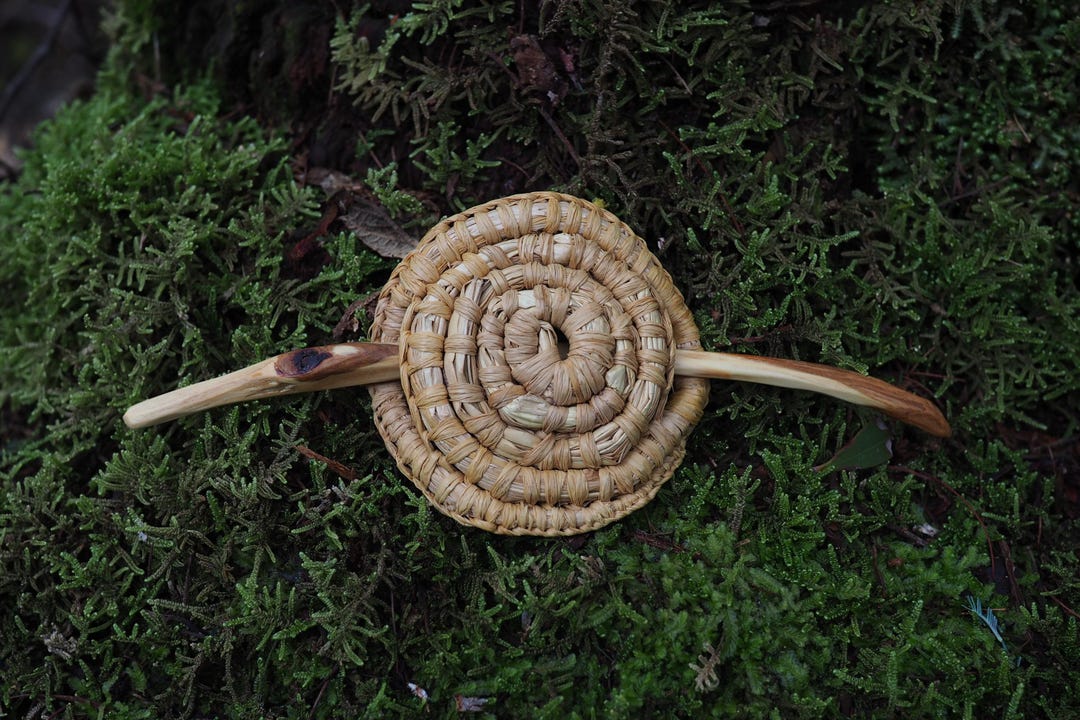 Hand Woven Coil Weave Raffia Hair Adornment Piece, Natural Eco Gift ...