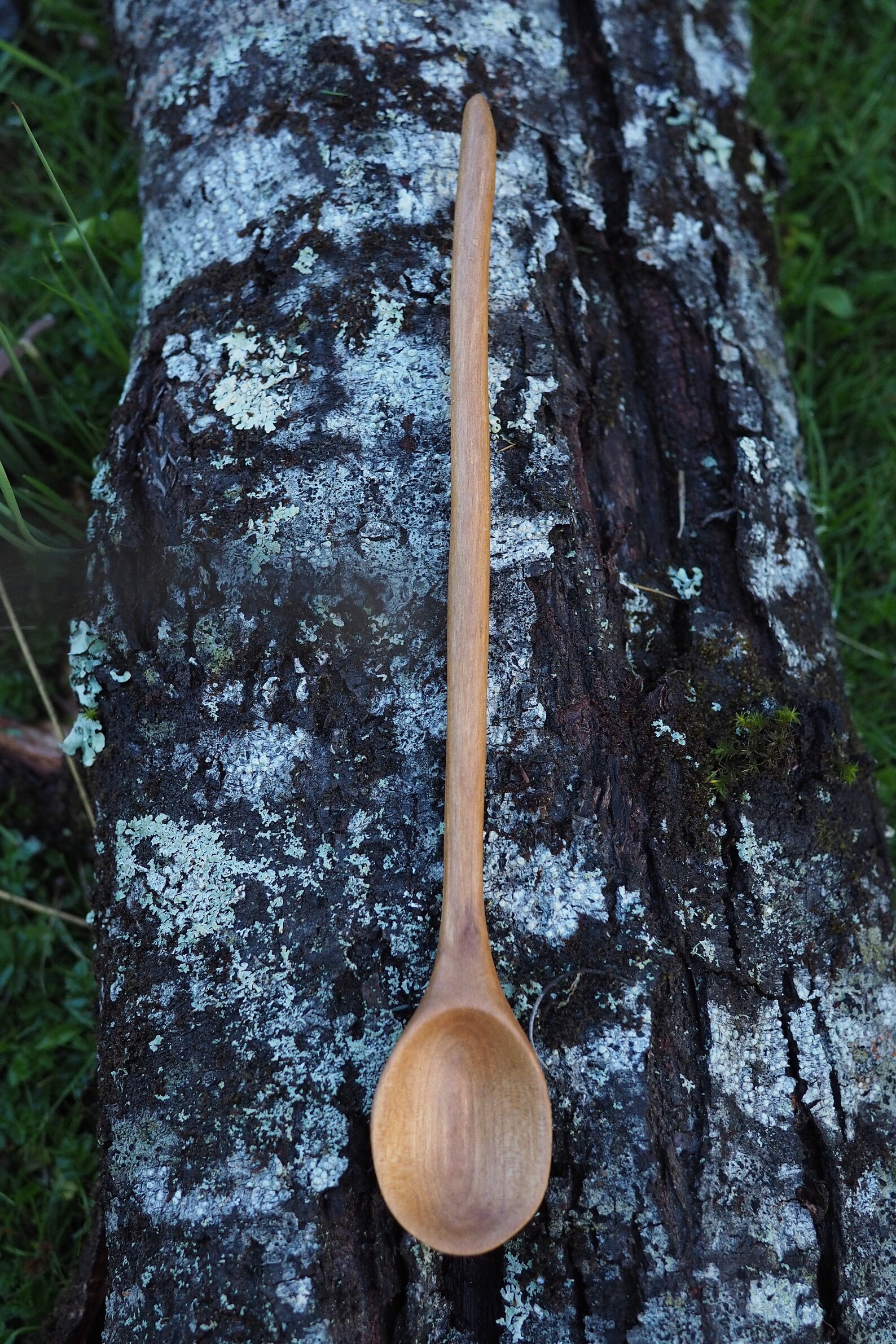 Hand carved Wooden Spoon Cherry Tree Wood Handmade Forest | Etsy