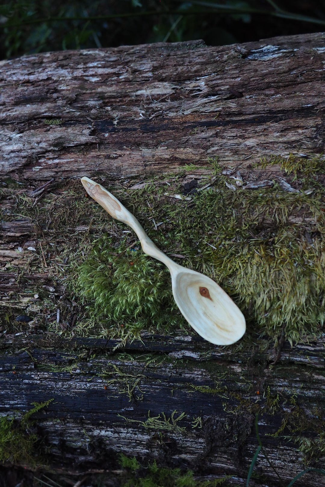 Hand Carved Wooden Spoon, Cherry Wood Timber Organic Utensil, Crafted ...