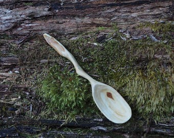 Hand Carved Wooden Spoon, Native White Cedar Wood Organic Utensil ...