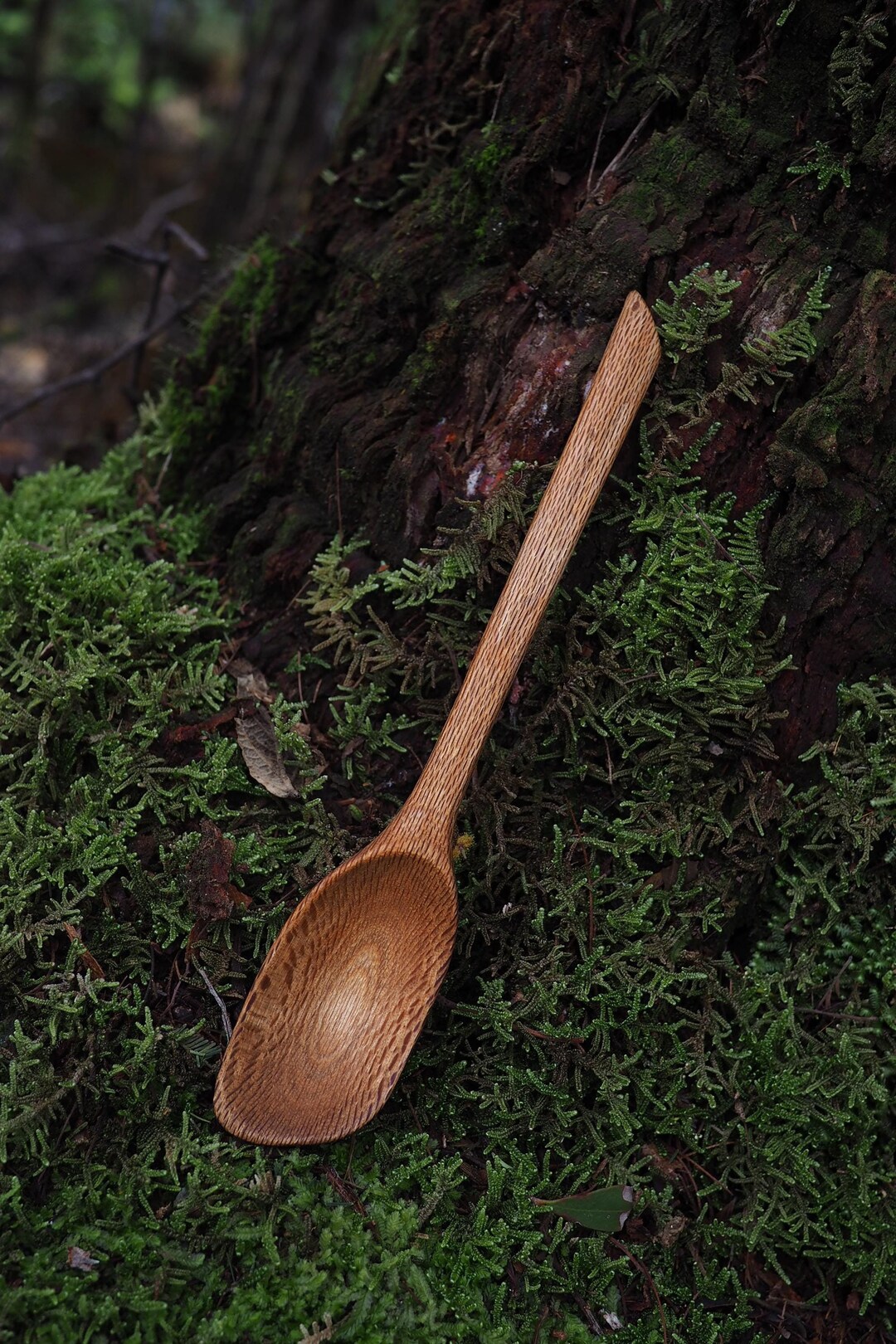 Hand Carved Wooden Spoon, Baked Silky Oak Wood Timber Organic Utensil ...