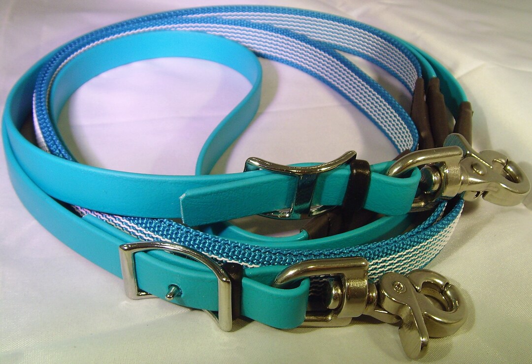 Trail Grip Biothane Reins in Matt Teal With Kerosene Coloured Woven ...