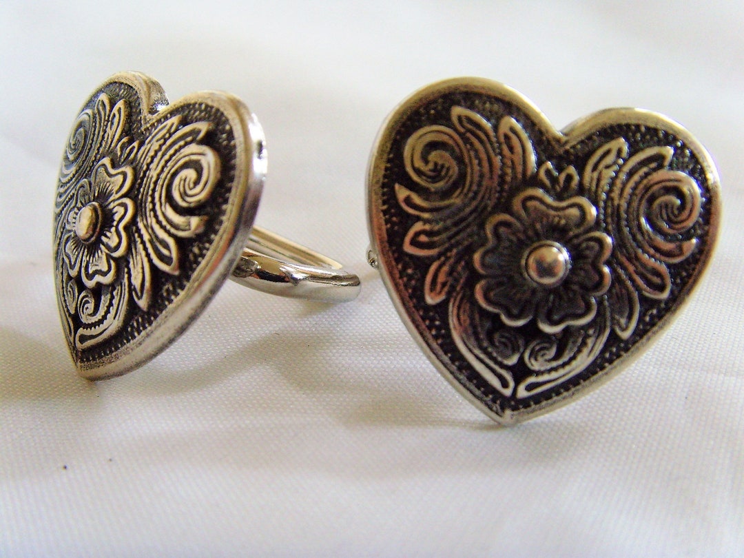 Pair of Western Heart Conchos With Brow Band Adaptors - Etsy