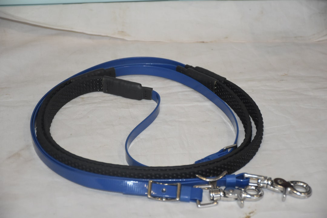 Rubber Pimpled, Supergrip Reins in Gloss Royal Blue Biothane - Cob/arab ...