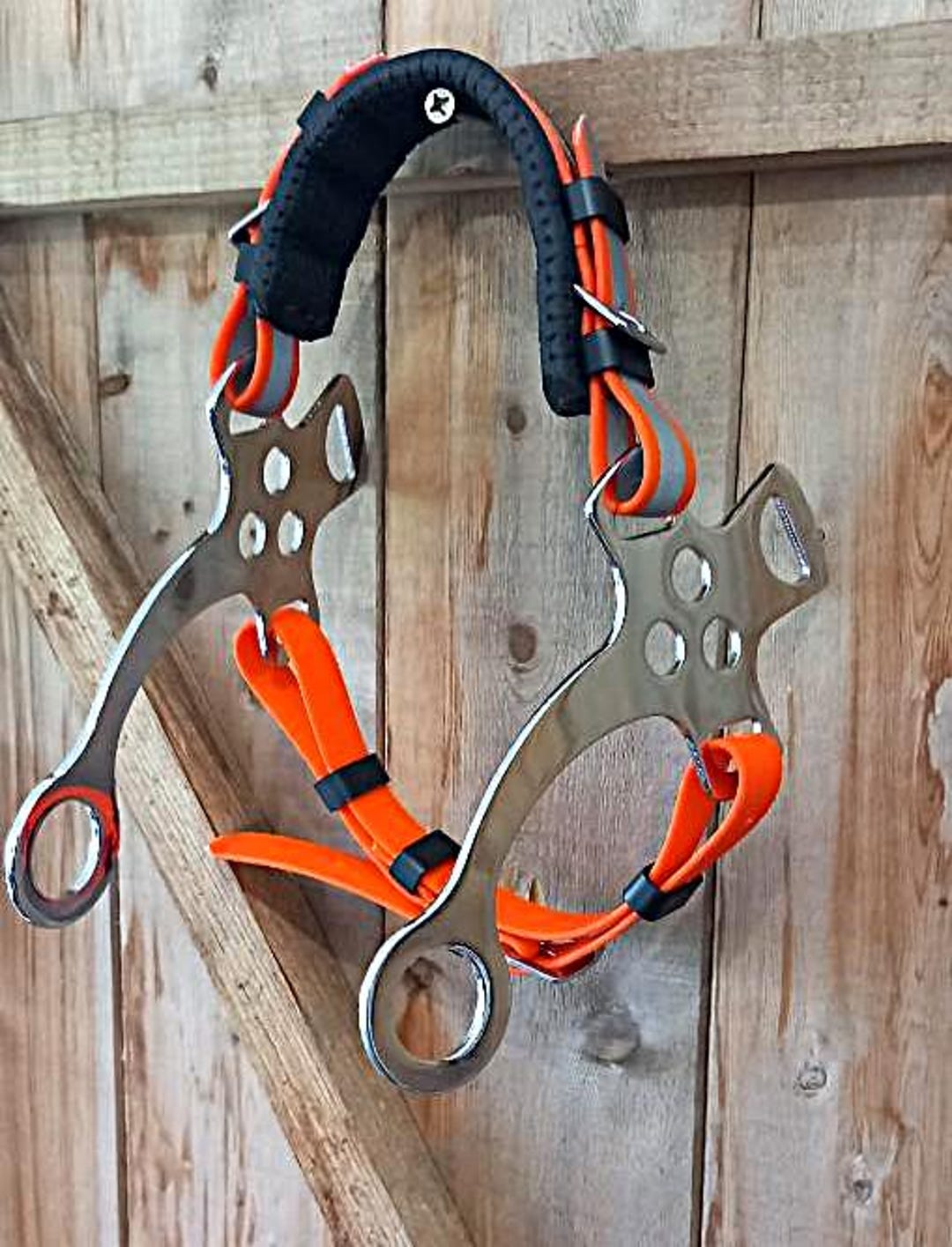 English Hackamore Noseband in Reflective Matte Orange, Synthetic ...