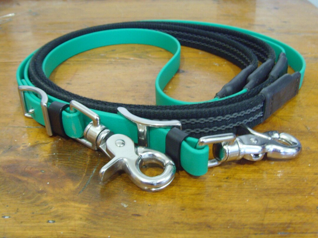 Synthetic Biothane Reins With Black Cotton Grip With Swivel Clip Bit ...
