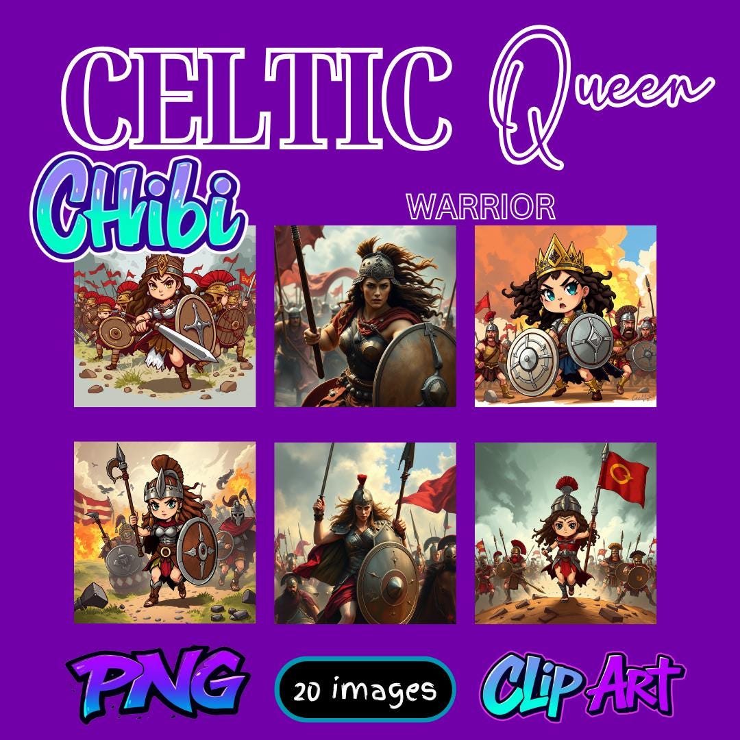 Celtic Chibi Queen Warrior Clip Art 20 PNG Images With Transparent ...