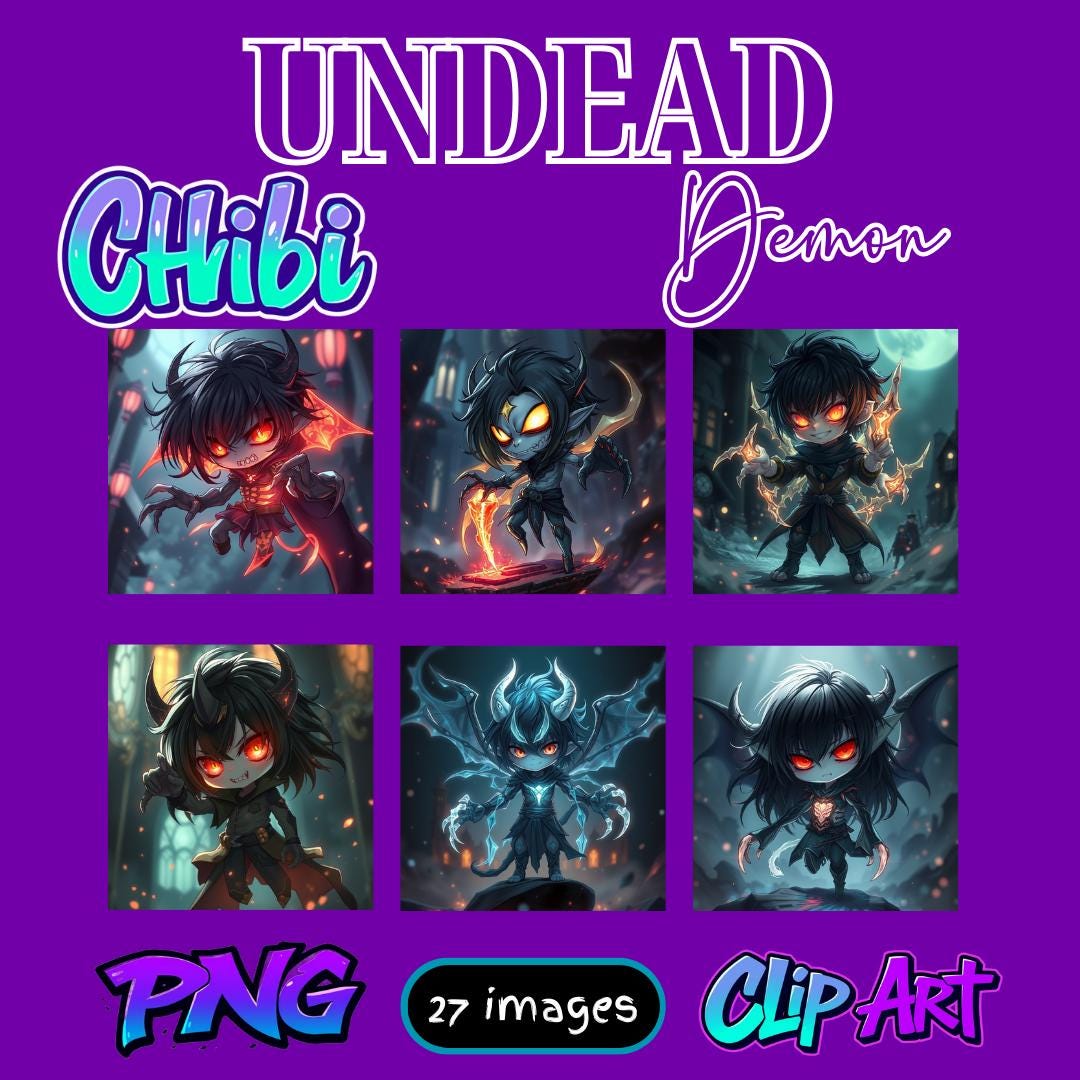 Chibi Undead Demon Clip Art 27 PNG Images, Dark Fantasy Character Art ...