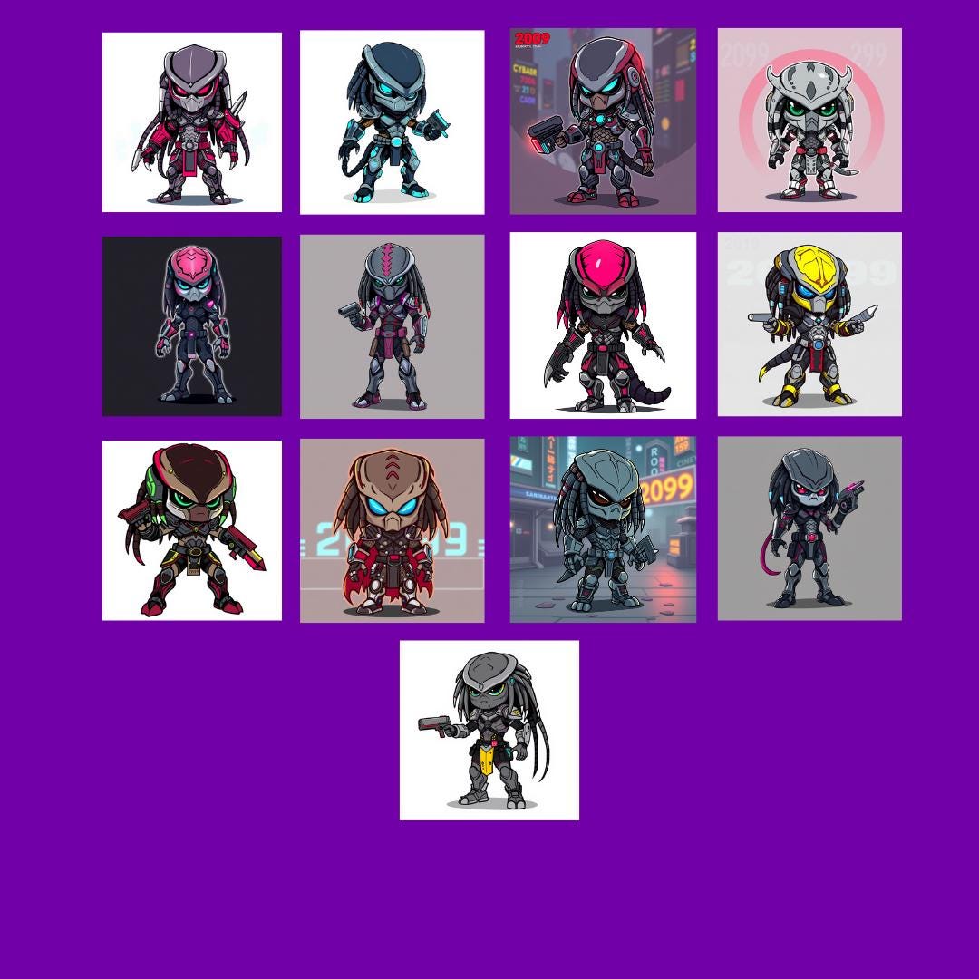 Chibi Predator 2099 Clipart Futuristic Alien Hunter Digital Art for ...