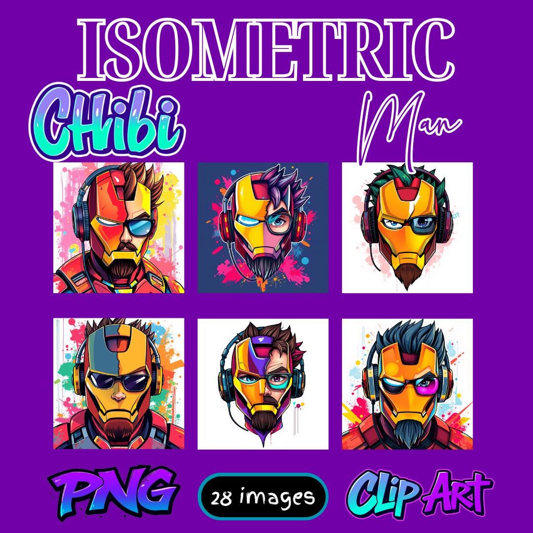 Isometric Chibi Man Clipart Bundle 28 High-quality Pngs, Vibrant ...