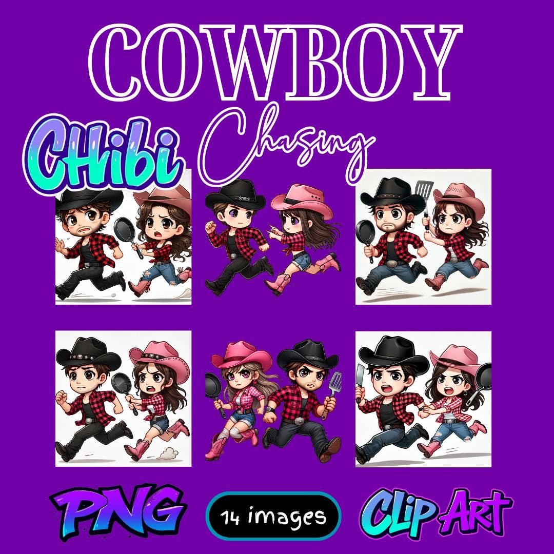 Cowboy Chibi Chasing Clip Art 14 Fun PNG Images With Transparent ...