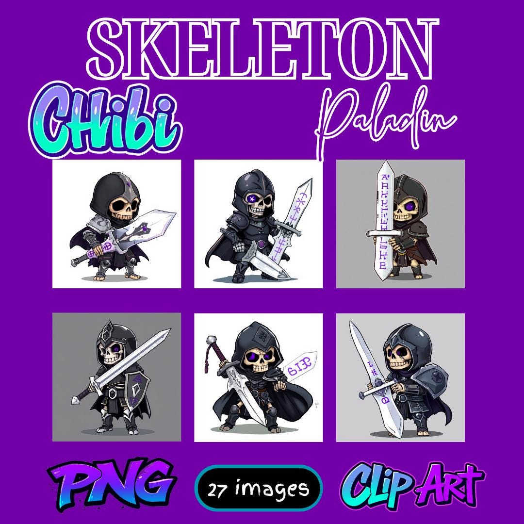 Skeleton Paladin Chibi Clip Art 27 PNG Images Fantasy Knight-themed ...