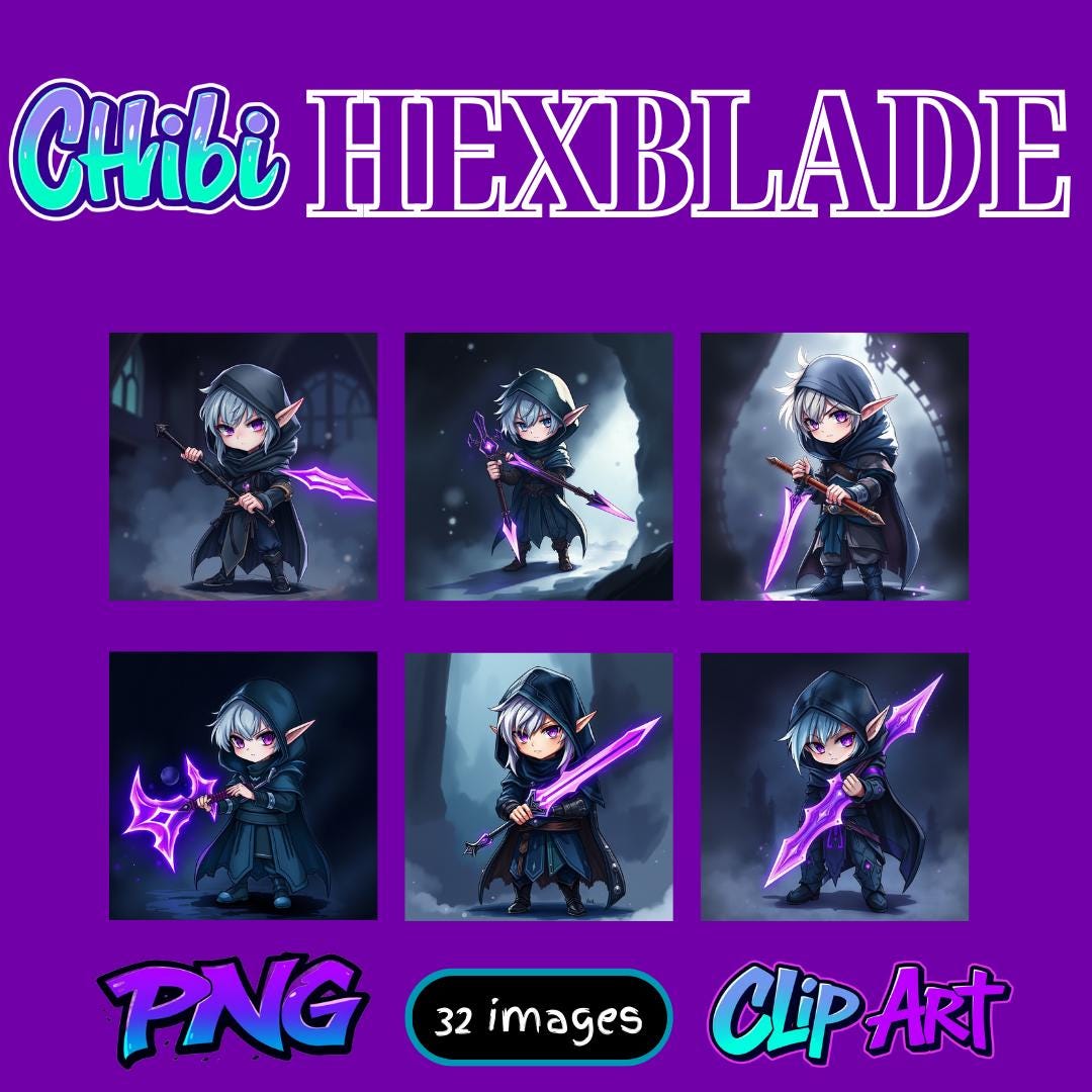 Hexblade Chibi Clip Art 32 Dark Fantasy Images, Mystical Sword-wielding ...